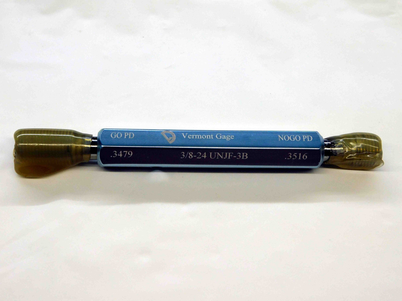 NEW 3/8 24 UNJF 3B VERMONT THREAD PLUG GAGE .375 GO NO GO P.D.'S = .3479 & .3516 - JC4360VTG - M ...