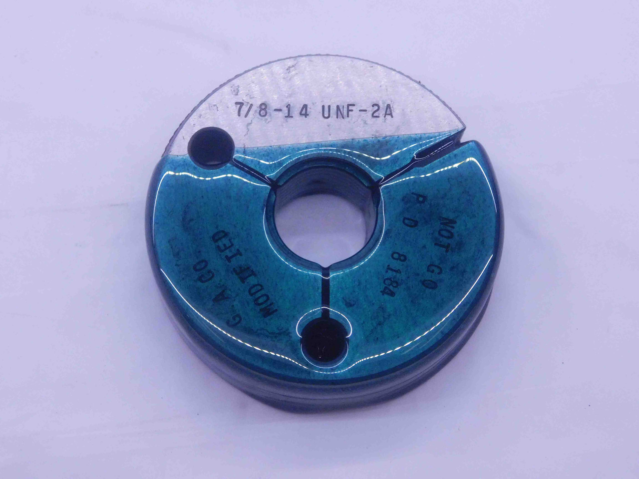 7/8 14 UNF 2A MODIFIED THREAD RING GAGE .875 .8750 NO GO ONLY P.D ...