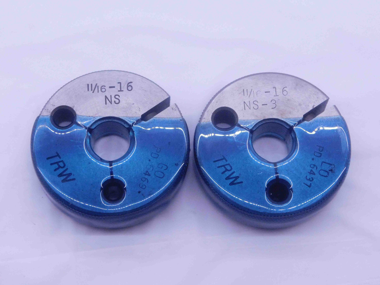 11/16 16 NS 3 THREAD RING GAGES .6875 GO NO GO P.D.'S = .6469 & .6437 ...