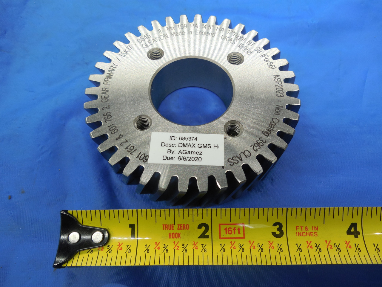 NEW GLEASON DMAX GMS HELICAL MASTER GEAR GAGE NT 38 TOOTH PA 14.5 17 ...