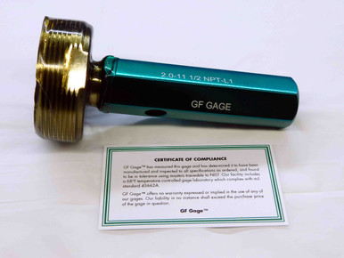 NEW 2" 11 1/2 NPT L1 Thread Plug Gage | CH2517GFG | M & J Tooling LLC