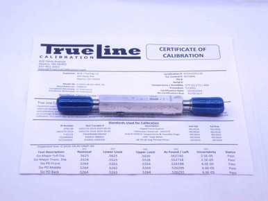 CERTIFIED 9/16 18 UNJF 3A SET THREAD PLUG GAGE .5625 GO NO GO = .5264 ...