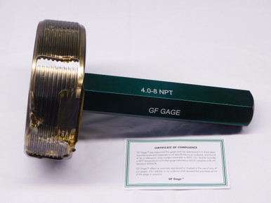 NEW 4" 8 NPT L1 Thread Plug Gage | MS6827GFG | M & J Tooling LLC