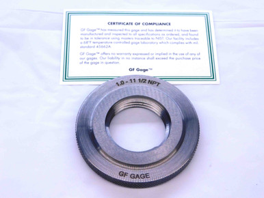 NEW 1" 11 1/2 NPT L1 Thread Ring Gage | MS6829GFG | M & J Tooling LLC