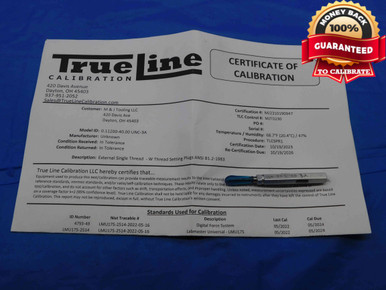 CERTIFIED 4 40 UNC 3A SET Thread Plug Gage | DW25895TLC | M & J Tooling LLC