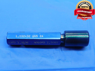 1.032 32 UNS 2A SET THREAD PLUG GAGE 1.0320 NO GO ONLY P.D. = 1.0068 1 1/32 - DW26358RD - M & J ...