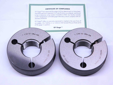 NEW 1 1/16 12 UNJ 3A THREAD RING GAGES 1.0625 GO NO GO P.D.'S = 1.0084 ...