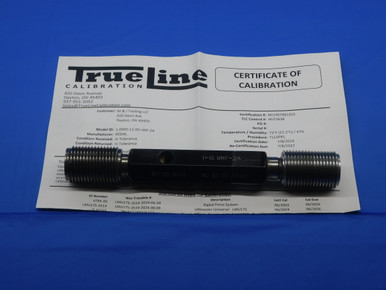 CERTIFIED 1" 12 UNF 2A SET THREAD PLUG GAGE 1.0 GO NO GO P.D.'S = .9441 ...