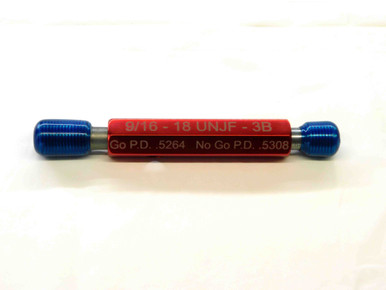 9/16 18 UNJF 3B THREAD PLUG GAGE .5625 GO NO GO P.D.'S = .5264 & .5308 ...