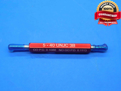 5 40 UNJC 3B THREAD PLUG GAGE #5 .125 .1250 GO NO GO P.D.'S = .1088 ...