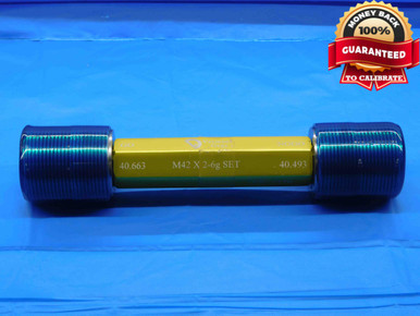 M42 X 2 6g VERMONT SET THREAD PLUG GAGE 42 2.0 GO NO GO P.D.'S = 40.663 & 40.493 - DW30855BN4 ...
