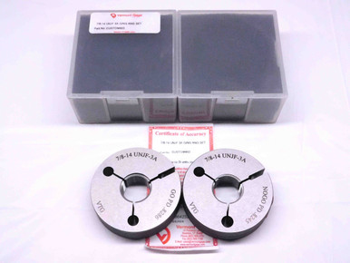 NEW 7/8 14 UNJF 3A VERMONT THREAD RING GAGES .875 GO NO GO PD'S = .8286 ...