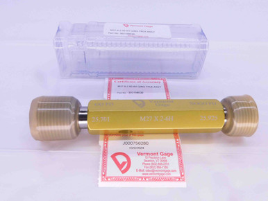 NEW M27 X 2 6H VERMONT THREAD PLUG GAGE 27 2.0 GO NO GO P.D.'S = 25.701 ...