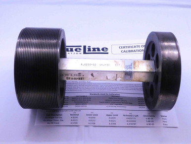 CERTIFIED 4 5/8 12 UNJ 3A SET THREAD PLUG GAGE 4.625 GO ONLY PD = 4. ...