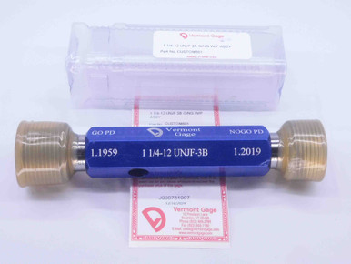 NEW 1 1/4 12 UNJF 3B VERMONT THREAD PLUG GAGE 1.25 GO NO GO PDS= 1.1959 & 1.2019 - DW32336VTG ...
