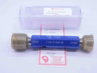 NEW 1 1/8 12 UNJF 3B VERMONT THREAD PLUG GAGE 1.125 GO NO GO = 1.0709 & 1.0768 - DW32339VTG - M ...