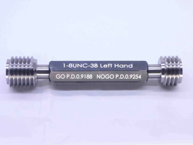 NEW 1" 8 UNC 3B LEFT HAND THREAD PLUG GAGE 1.0 GO NO GO PD'S = .9188 ...