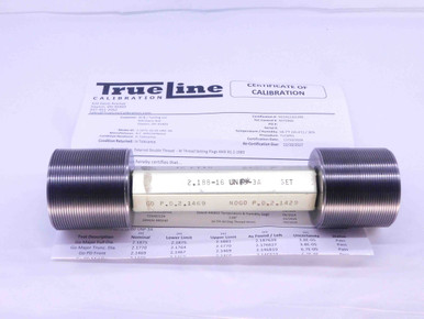 CERTIFIED 2 3/16 16 UNF 3A SET THREAD PLUG GAGE 2.188 GO NO GO = 2.1469 ...