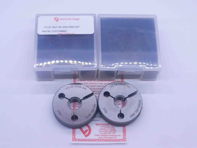 NEW 1/2 20 UNJF 3A VERMONT THREAD RING GAGES .5 GO NO GO P.D.'S = .4675 ...