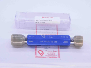 NEW 3/4 10 UNC 2B STI HELICOIL VERMONT THREAD PLUG GAGE .75 GO NO GO ...