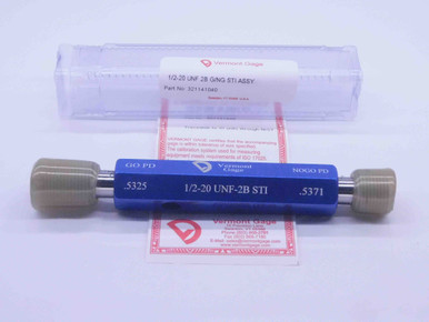NEW 1/2 20 UNF 2B STI HELICOIL VERMONT THREAD PLUG GAGE .5 GO NO GO ...