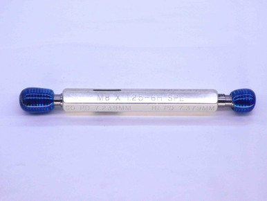 M8 X 1.25 6H METRIC SPECIAL THREAD PLUG GAGE 8 GO NO GO P.D.'S = 7.239 ...
