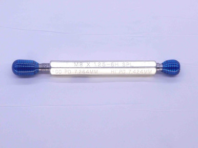 M8 X 1.25 6H METRIC SPECIAL THREAD PLUG GAGE 8 GO NO GO P.D.'S = 7.264 ...