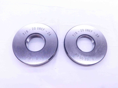 NEW 7/8 20 UNEF 2A SOLID THREAD RING GAGES .875 GO NO GO P.D.'S = .8412 & .8368 - DW33341MJ - M ...