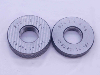 NEW M20 X 1.5 6g SOLID THREAD RING GAGES 20 GO NO GO P.D.'S = 18.994 & 18.854 - DW33350MJ - M ...