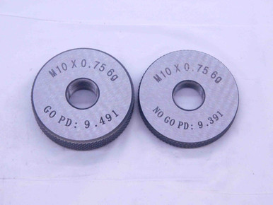 NEW M10 X .75 6g SOLID THREAD RING GAGES 10 0.75 GO NO GO P.D.'S = 9.491 & 9.391 - DW33359MJ - M ...