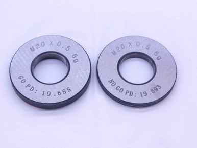 NEW M20 X .5 6g SOLID THREAD RING GAGES 20 0.5 GO NO GO P.D.'S = 19.655 & 19.593 - DW33371MJ - M ...