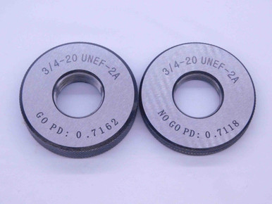 NEW 3/4 20 UNEF 2A SOLID THREAD RING GAGES .75 GO NO GO P.D.'S = .7162 & .7118 - DW38406MJ - M ...