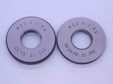 NEW M22 X 1 6g SOLID THREAD RING GAGES 22 1.0 GO NO GO P.D.'S = 21.324 & 21.206 - DW38413MJ - M ...