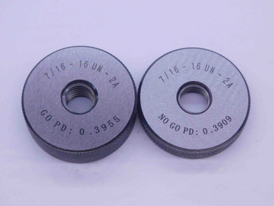 NEW 7/16 16 UN 2A SOLID THREAD RING GAGES .4375 GO NO GO P.D.'S = .3955 & .3909 - DW38416MJ - M ...