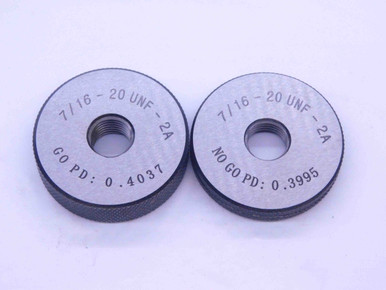 NEW 7/16 20 UNF 2A SOLID THREAD RING GAGES .4375 GO NO GO P.D.'S = .4037 & .3995 - DW38418MJ - M ...