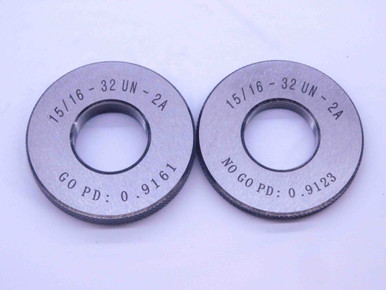 NEW 15/16 32 UN 2A SOLID THREAD RING GAGES .9375 GO NO GO P.D.'S = .9161 & .9123 - DW33408MJ - M ...