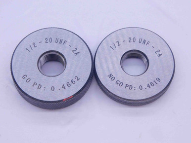 NEW 1/2 20 UNF 2A SOLID THREAD RING GAGES .5 .50 GO NO GO P.D.'S = .4662 & .4619 - DW33411MJ - M ...