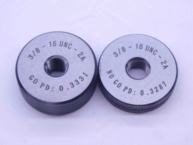 NEW 3/8 16 UNC 2A SOLID THREAD RING GAGES .375 GO NO GO P.D.'S = .3331 & .3287 - DW33415MJ - M ...