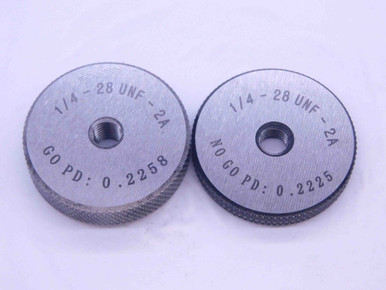 NEW 1/4 28 UNF 2A SOLID THREAD RING GAGES .25 GO NO GO P.D.'S = .2258 & .2225 - DW33418MJ - M ...