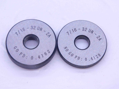 NEW 7/16 32 UN 2A SOLID THREAD RING GAGES .4375 GO NO GO P.D.'S = .4162 & .4128 - DW33420MJ - M ...