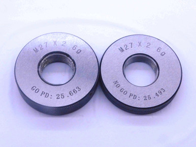 NEW M27 X 2 6g SOLID THREAD RING GAGES 27 2.0 GO NO GO P.D.'S = 25.663 & 25.493 - DW33432MJ - M ...