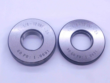 NEW 1 1/8 12 UNF 2A SOLID THREAD RING GAGES 1.125 GO NO GO PDS= 1.0691 & 1.0631 - DW33463MJ - M ...