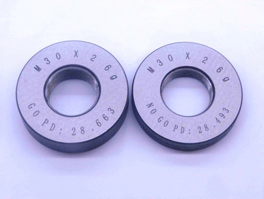 NEW M30 X 2 6g SOLID THREAD RING GAGES 30 2.0 GO NO GO P.D.'S = 28.663 & 28.493 - DW33464MJ - M ...