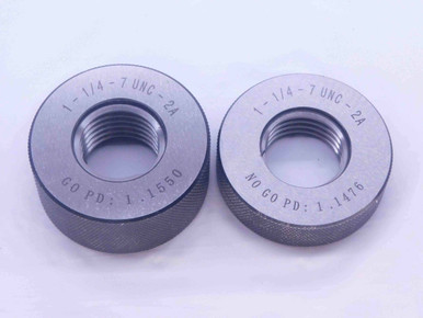 NEW 1 1/4 7 UNC 2A SOLID THREAD RING GAGES 1.25 GO NO GO PD'S = 1.1550 & 1.1476 - DW33469MJ - M ...