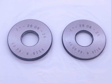 NEW 1" 28 UN 2A SOLID THREAD RING GAGES 1.0 1.00 GO NO GO P.D.'S ...