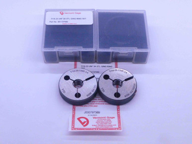 NEW 7/16 20 UNF 3A VERMONT THREAD RING GAGES .4375 GO NO GO PD'S = .4050 & .4019 - DW33505VTG ...