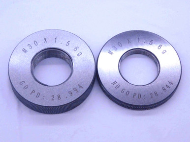 NEW M30 X 1.5 6g SOLID THREAD RING GAGES 30 GO NO GO P.D.'S = 28.994 & 28.844 - DW33577MJ - M ...