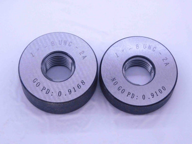 NEW 1" 8 UNC 2A SOLID THREAD RING GAGES 1.0 1.00 GO NO GO P.D.'S = .9168 & .9100 - DW33580MJ - M ...