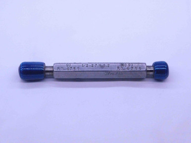 1/2 27 NS 2 THREAD PLUG GAGE .5 .50 .500 .5000 GO NO GO P.D.'S = .4759 ...