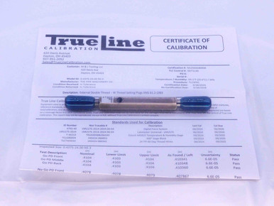 CERTIFIED 7/16 24 NS 3 SET THREAD PLUG GAGE .4375 GO NO GO PD'S = .4104 ...